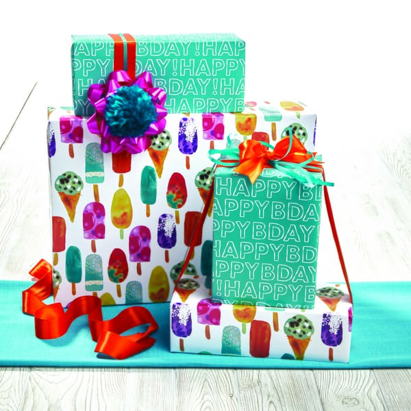 Gift Wrap & Accessories - Birthday Pops Reversible Gift Wrap